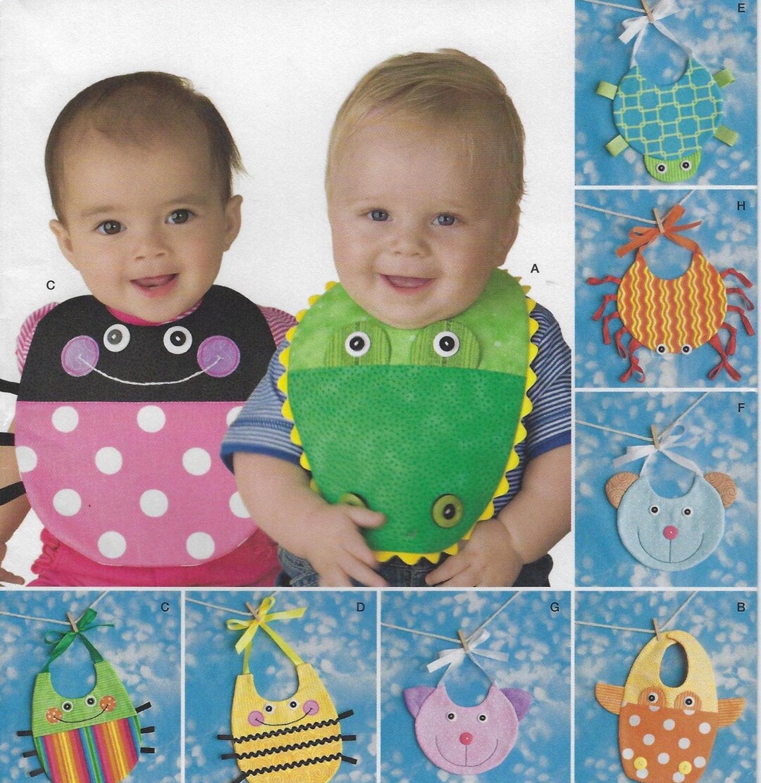 2468 Simplicity Baby Bibs: Gator, Bee, Bear, Spider, Turtle, Cat ...