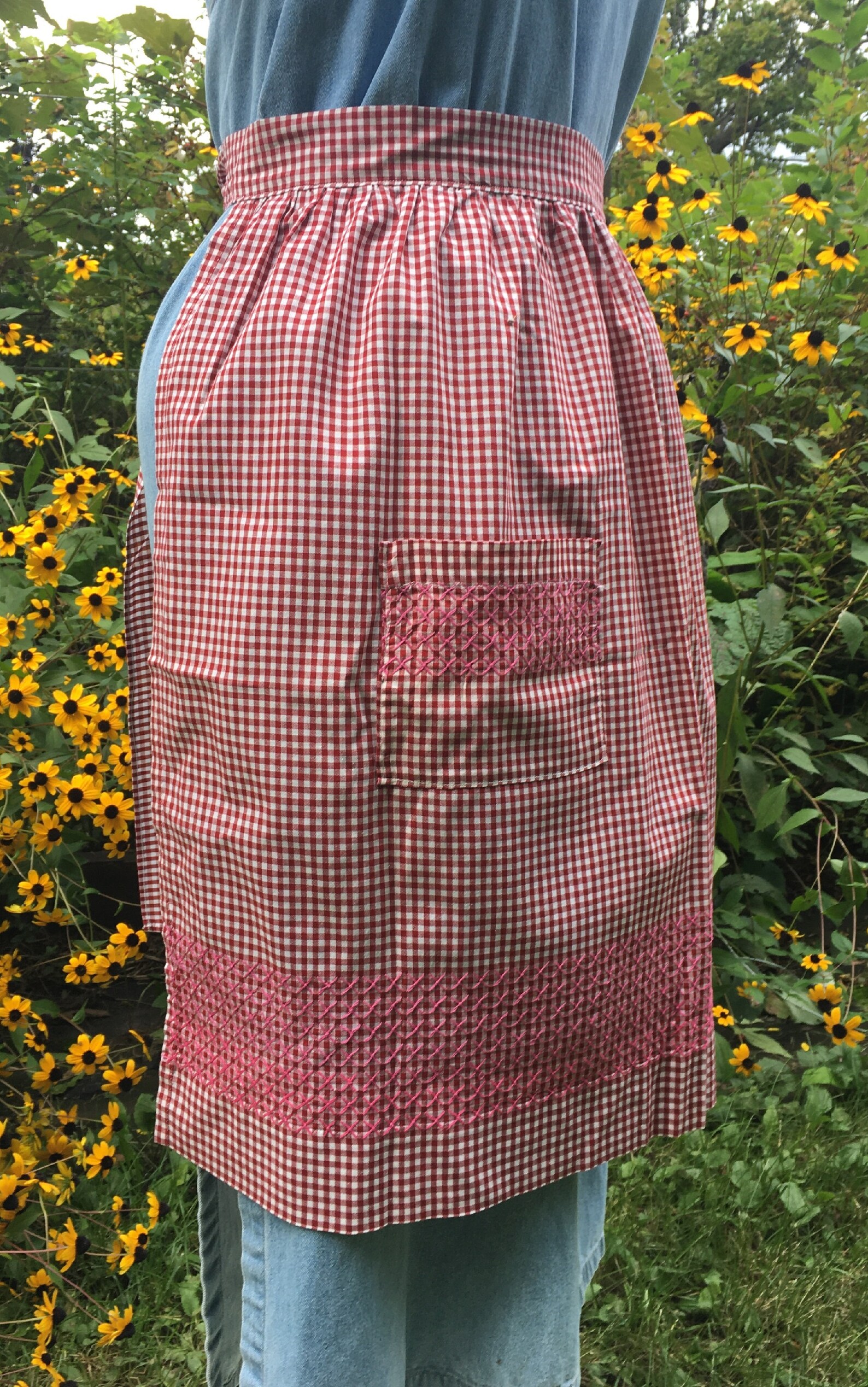 Beautiful Vintage RED 1/8 Gingham Half Apron Handmade | Etsy