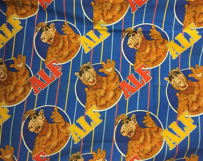 Vintage 1987 Fabric: ALF -blue Fabric With Yellow, Red and Light Blue ...