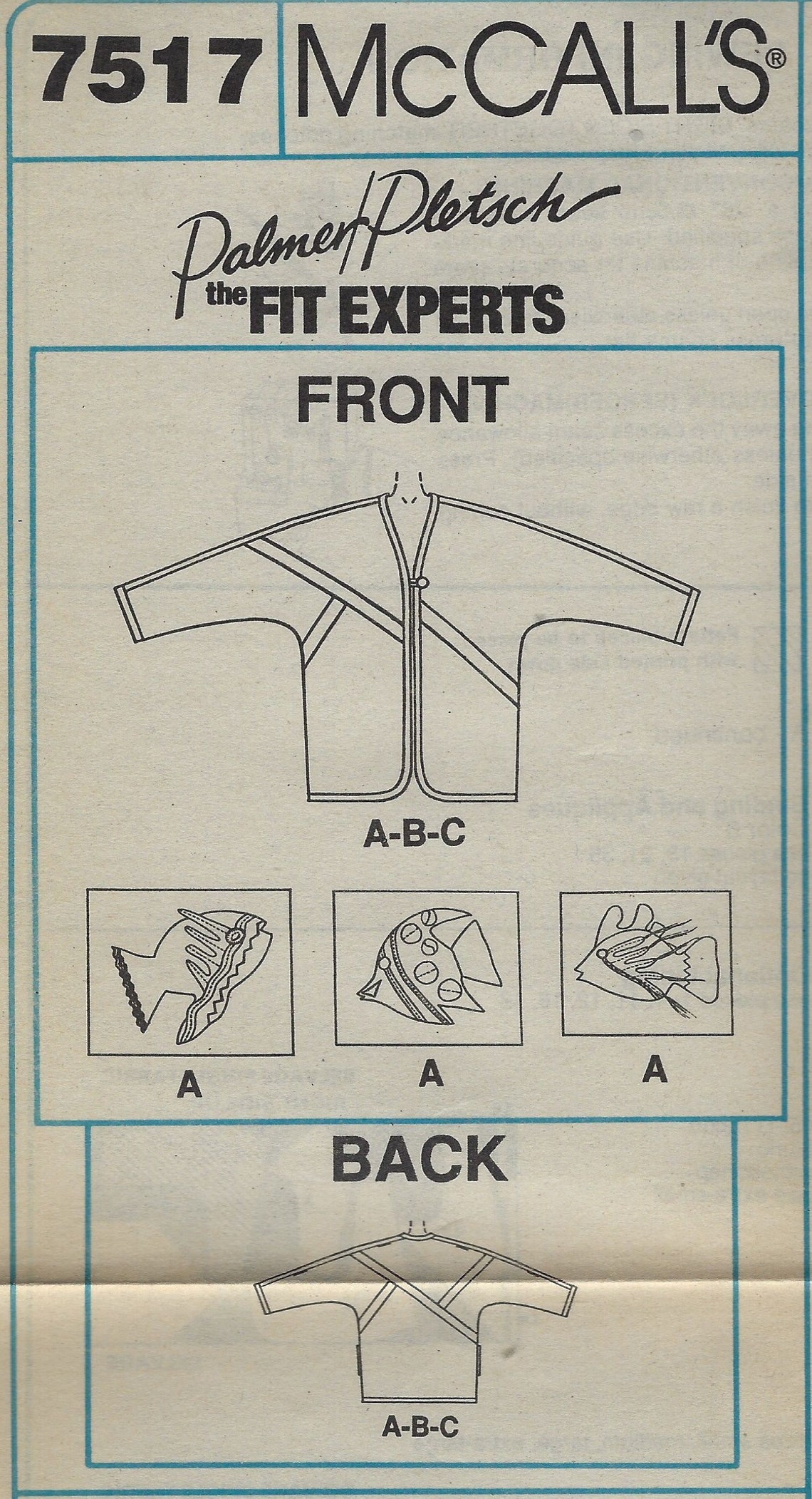 7517 Mccall's the Creative Jacket Palmer Pletsch - Misses Jacket W ...