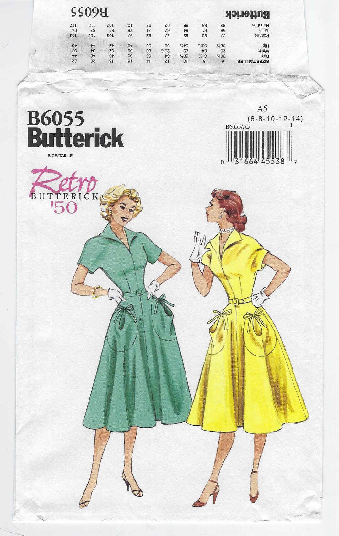 B6055 Butterick Retro '50 Misses Dress With Circular - Etsy