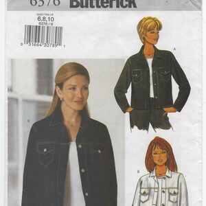6376 Butterick - Misses Denim Style Unlined Jacket With Collar, Pockets ...