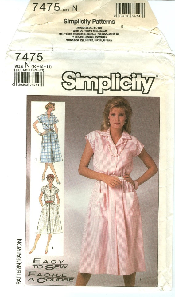 7475 Simplicity Misses Front Button Dress has Inverted | Etsy
