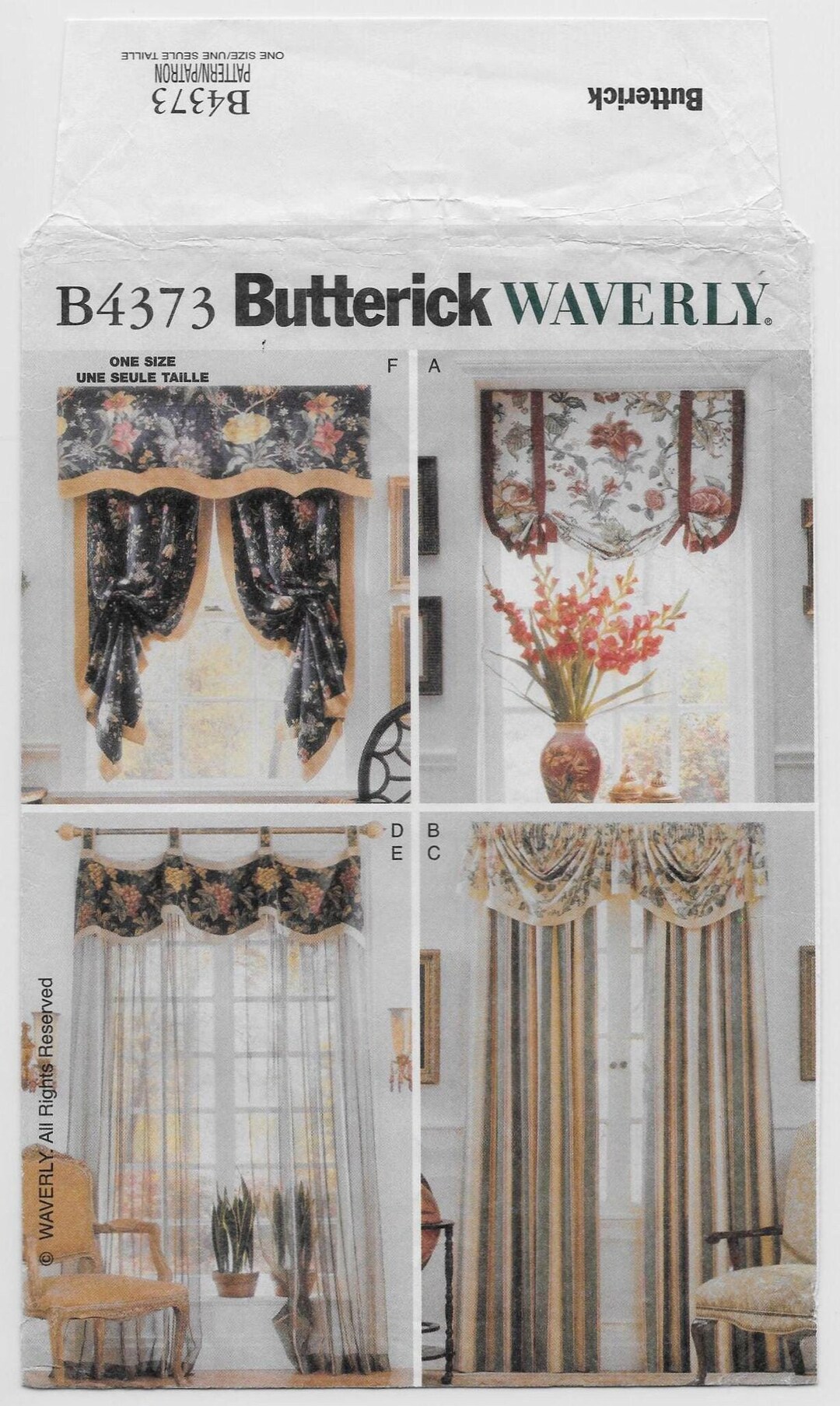 B4373 Butterick Waverly Window Treatment, Valances and Drapes Inside ...