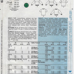 6797 Butterick Classics Mens Pullover, Knit Top With Neckband, Sleeve ...