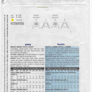 6376 Butterick - Misses Denim Style Unlined Jacket With Collar, Pockets ...