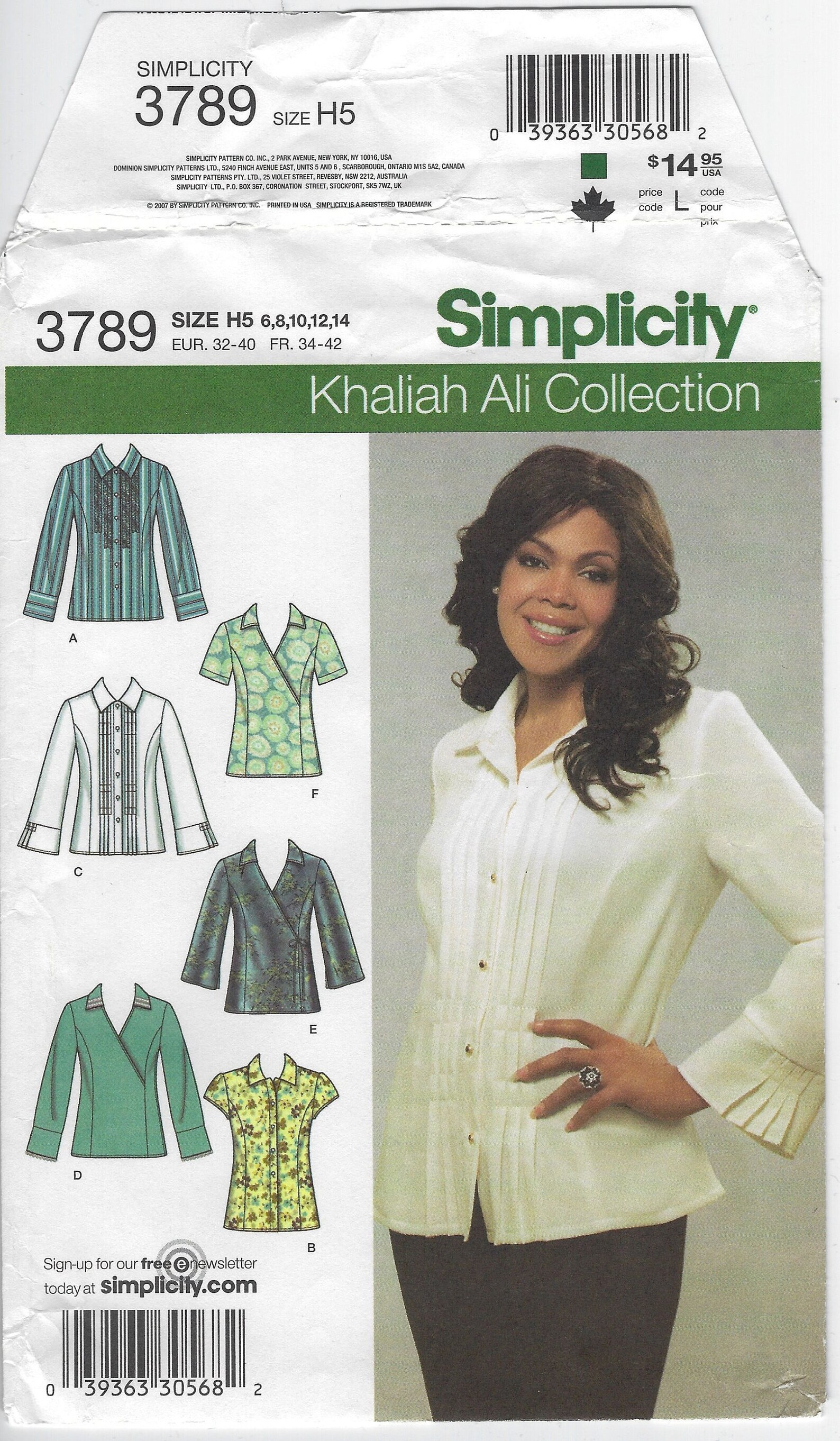 3789 Simplicity Khaliah Ali Collection Misses Shirts With - Etsy