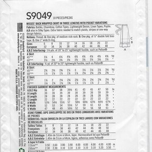 S9049 Simplicity Misses Back Wrap Skirt W/sash Tie That - Etsy