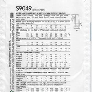 S9049 Simplicity - Misses Back Wrap Skirt W/sash Tie That Fastens ...