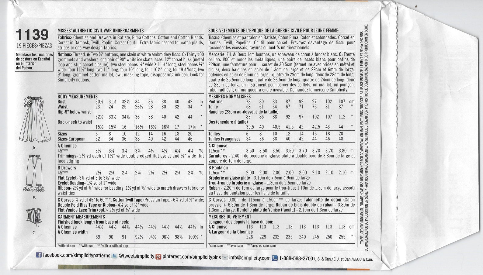 1139 Simplicity Fashion Historian Civil War Undergarments | Etsy