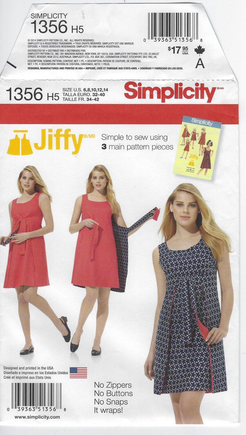 1356 Simplicity Jiffy Redux Misses Jiffy Reversible Wrap - Etsy