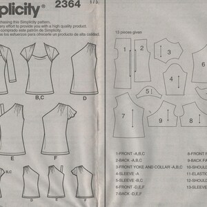 2364 Simplicity - Misses 7 Styles Knit Tops W/ Open Shoulder, Faux ...