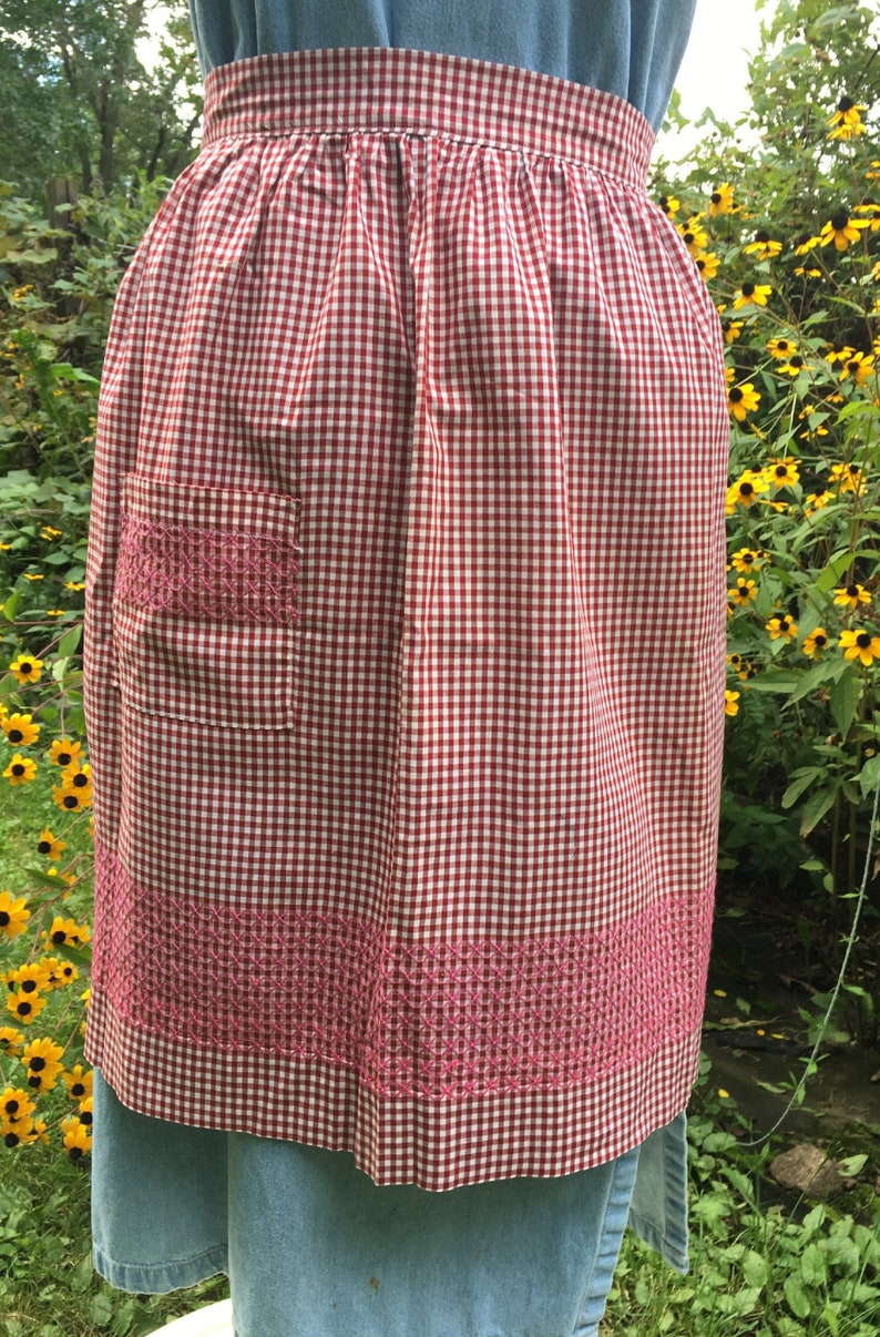 Beautiful Vintage RED 1/8 Gingham Half Apron Handmade | Etsy