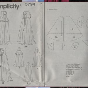 5794 Simplicity Costumes Teresa Nordstrom - Misses Cosplay Capes With ...