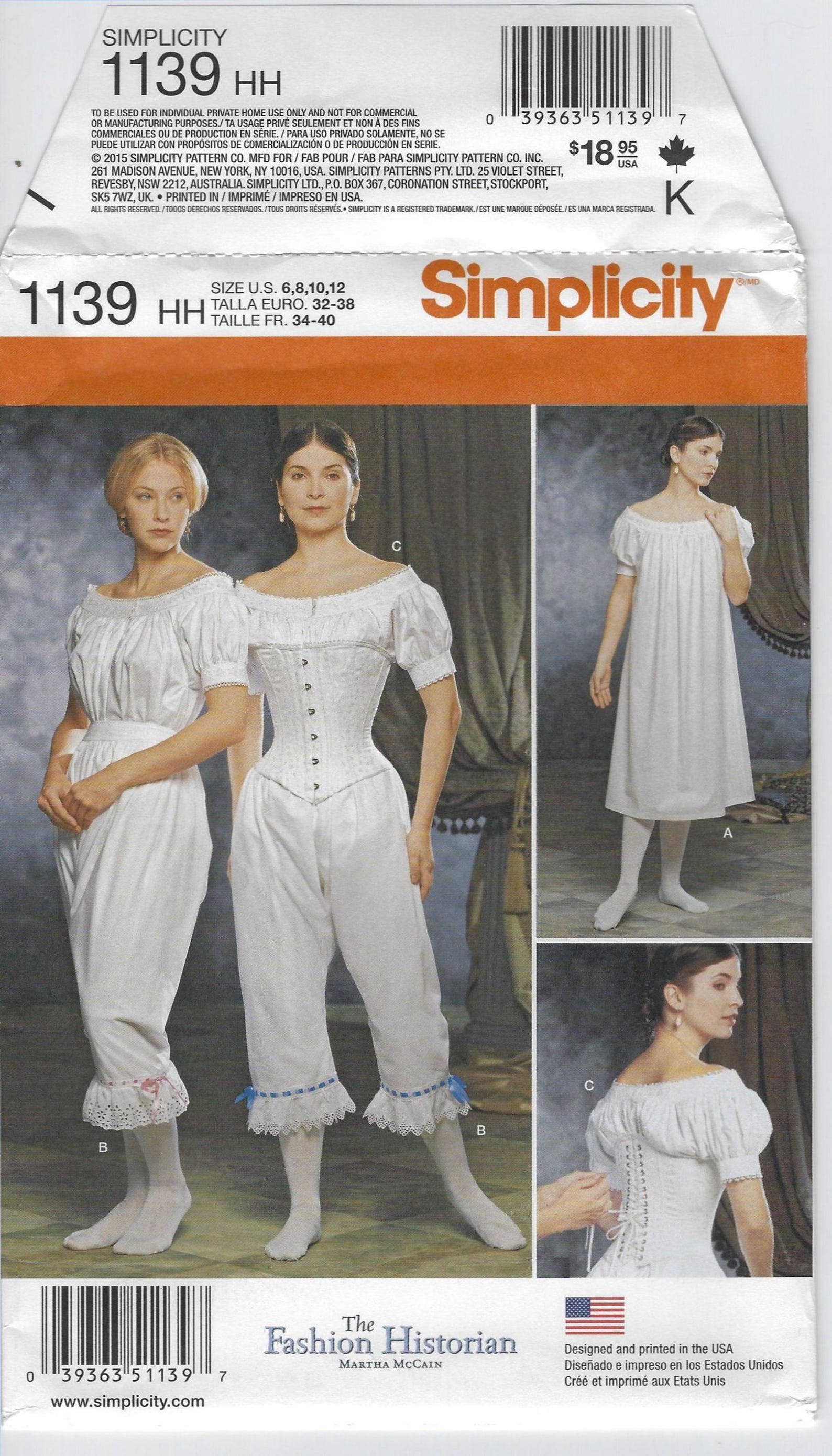 1139 Simplicity Fashion Historian - Civil War Undergarments Chemise ...