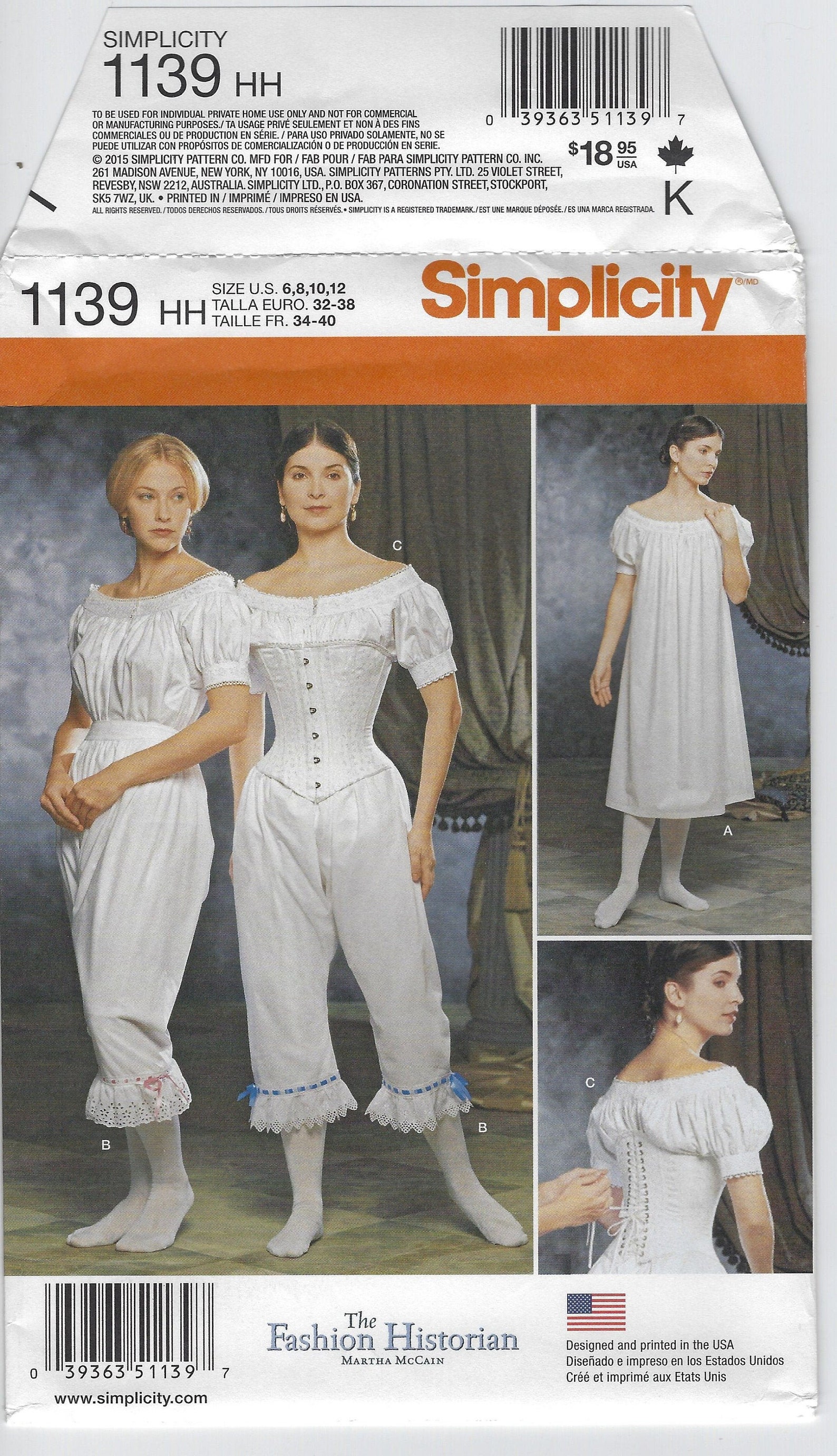 1139 Simplicity Fashion Historian Civil War Undergarments - Etsy