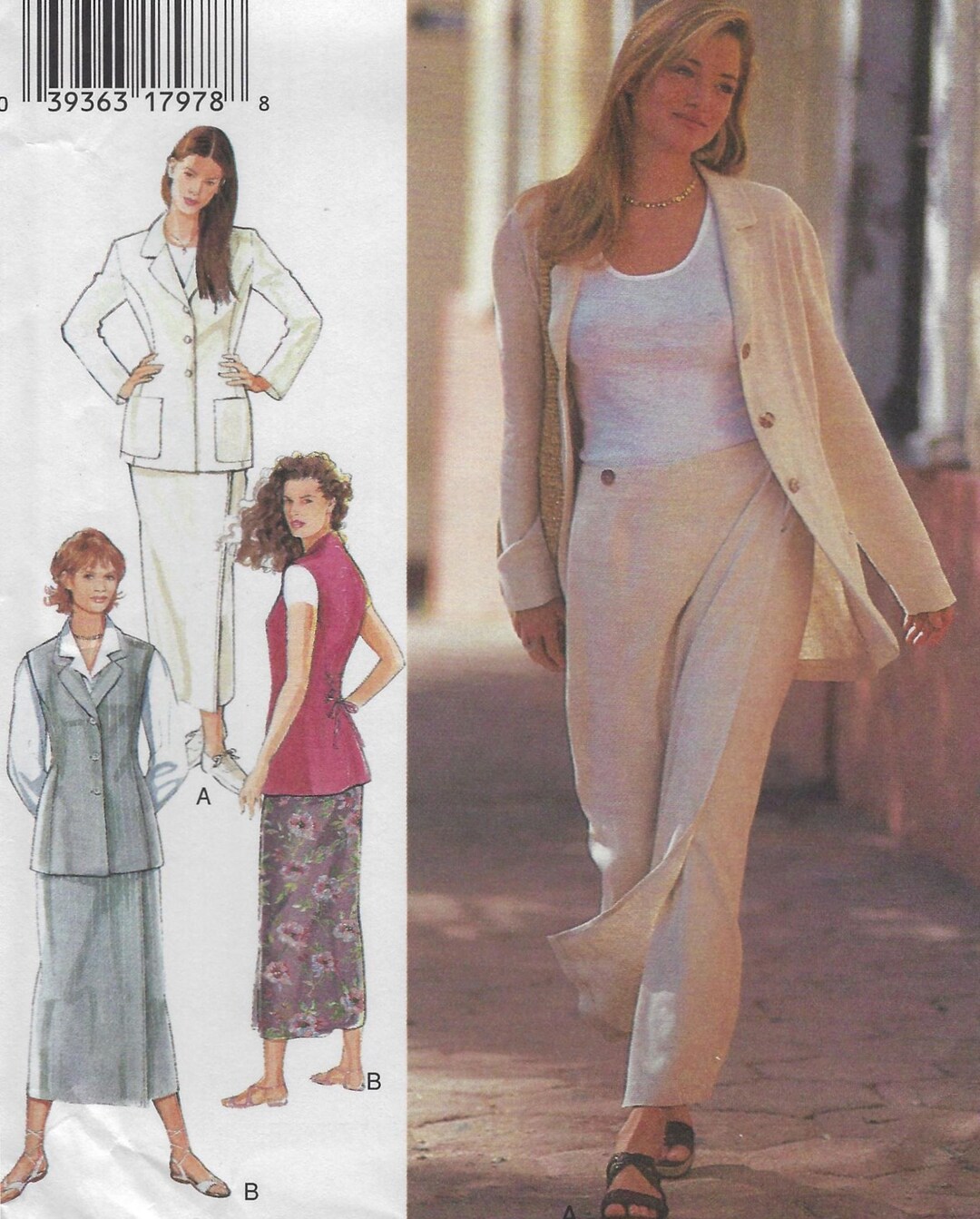 2629 Style Patterns - Misses Jacket and Vest W/notched Collar Has ...