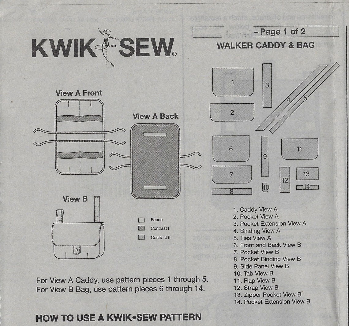 K4381 / K3927 Kwik Sew Walker Accessories: Bag and Caddy | Etsy
