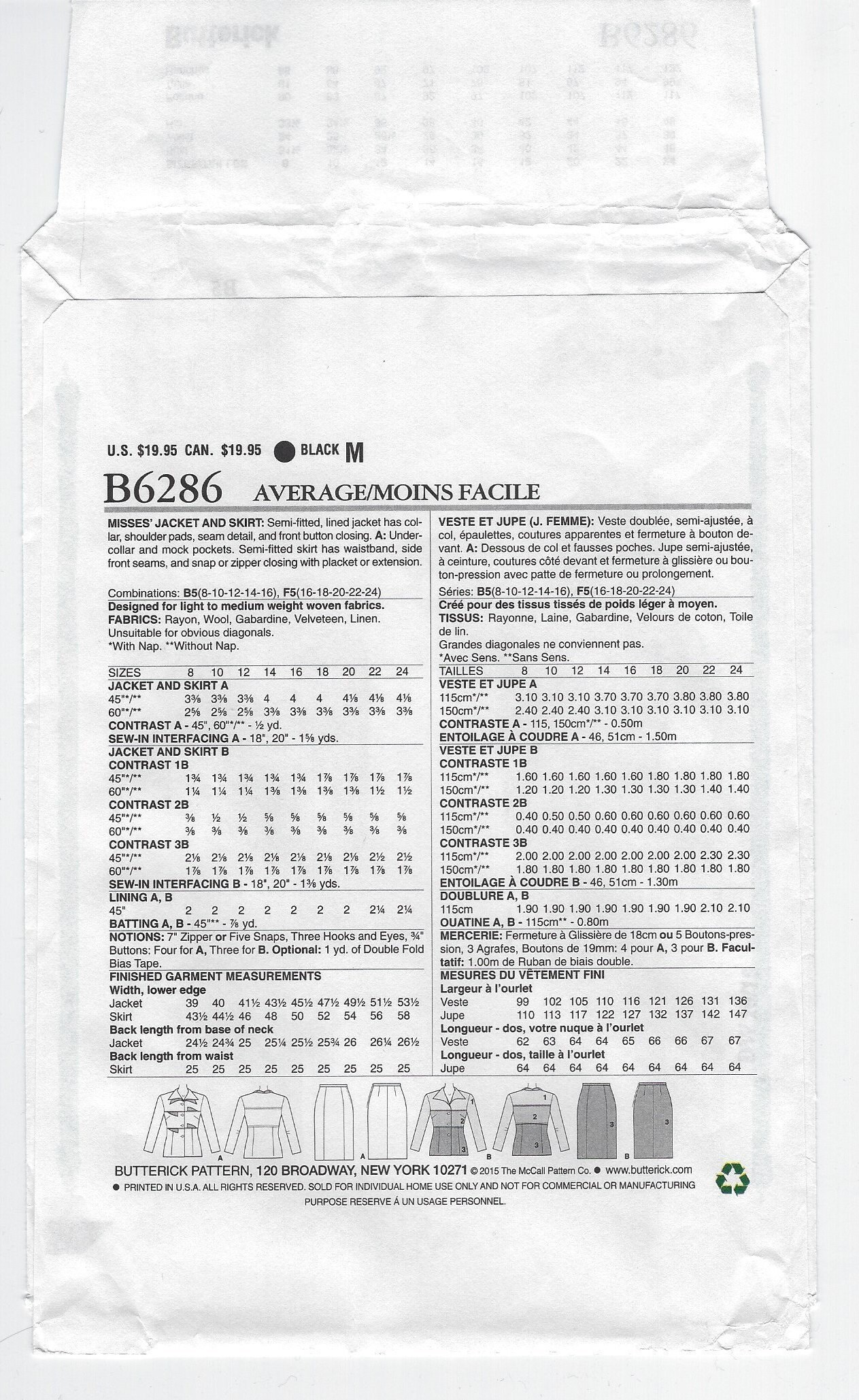 B6286 Butterick Retro 1944 Misses Semi-fit Lined Jacket | Etsy