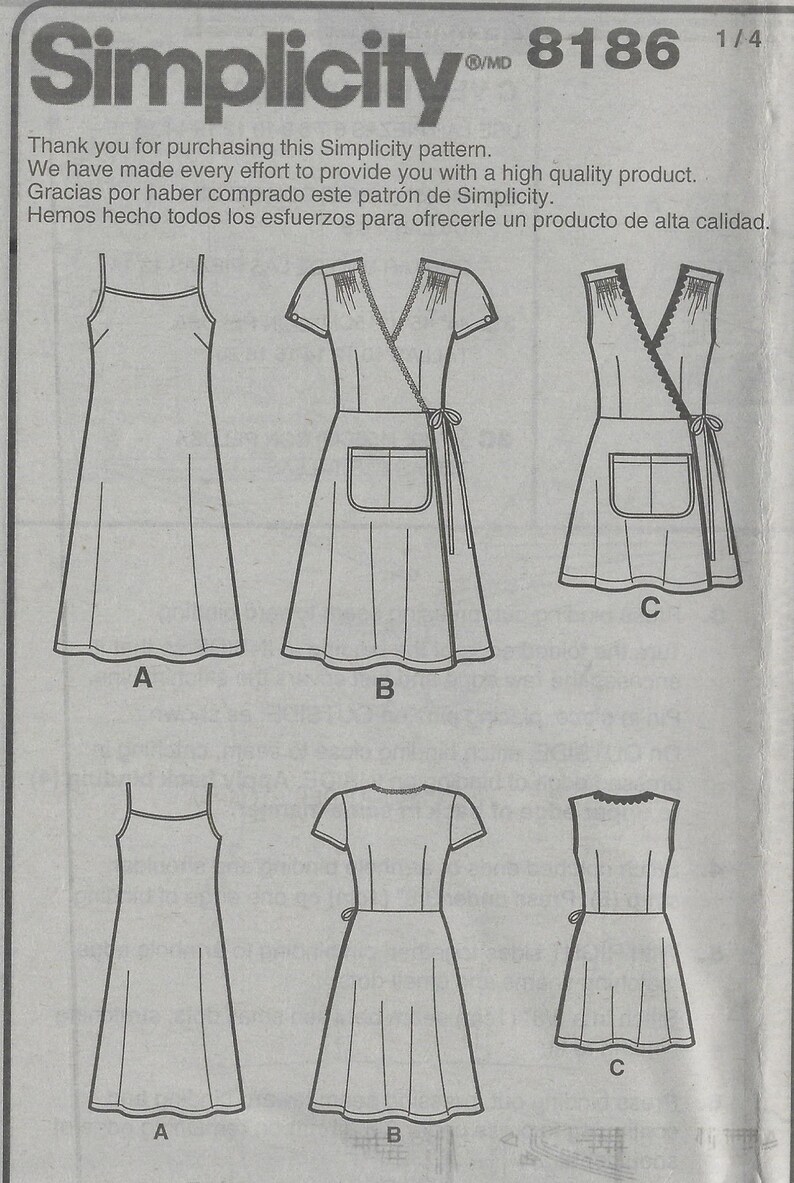 8186 Simplicity Dottie Angel Misses Frock Wrap Dress in 2 - Etsy