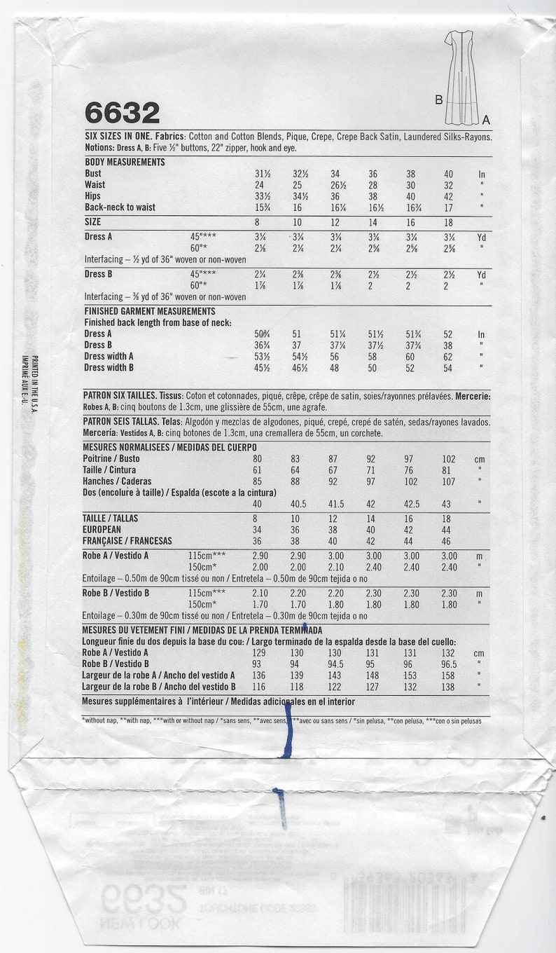 6632 New Look Simplicity Misses Panel Dress With V-neckline - Etsy