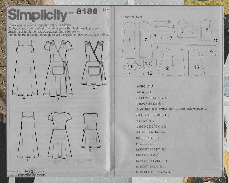 8186 Simplicity Dottie Angel - Misses Frock Wrap Dress in 2 Lengths and ...