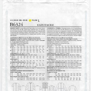 B6324 Butterick - Misses Button Front Shirt With Sleeve, Collar, Overlay and High Low Hemline ...