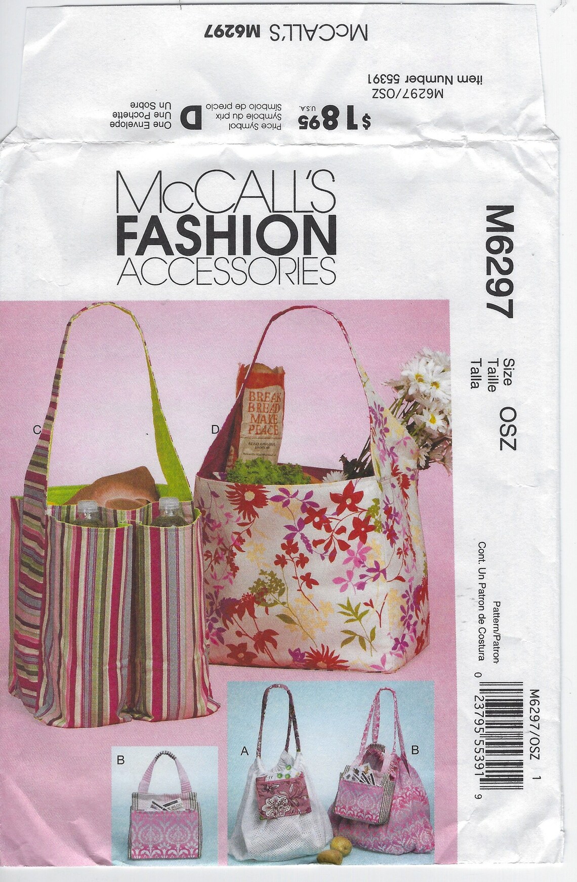 M6297 Mccall's Re-usable Grocery Totes in 5 Sizes - Etsy