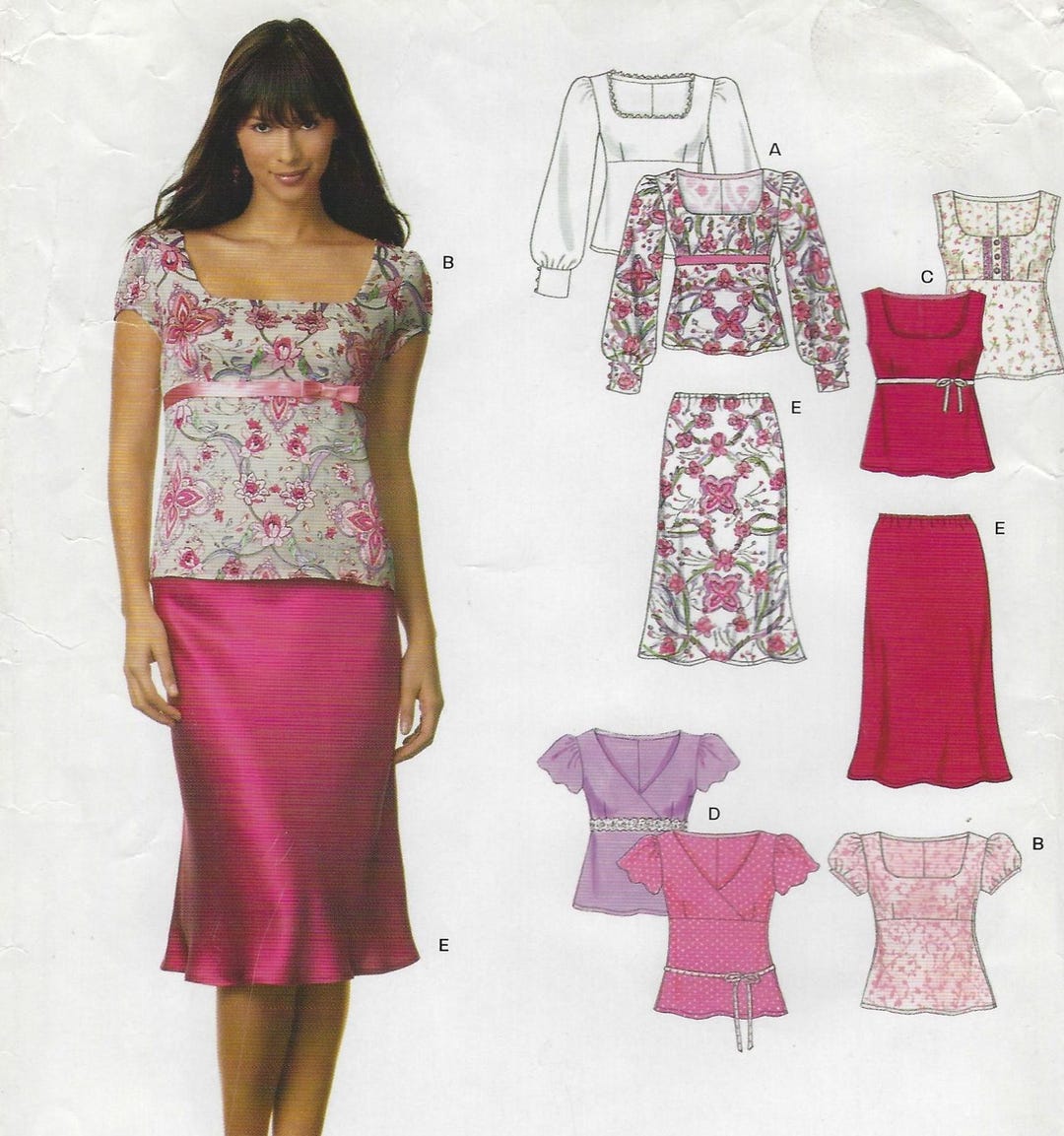 6669 New Look Simplicity - Misses High-waisted Tops With Sleeve ...