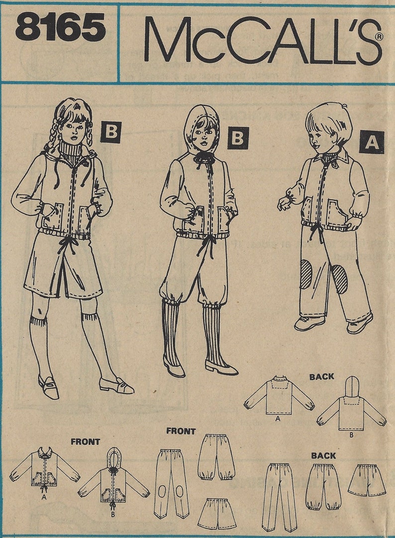 8165 Mccall's - Toddler Jacket W/collar or Hood and Drawstring ...