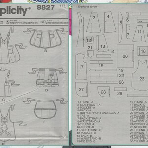 8827 Simplicity - Misses Full and Half Aprons With Waist and Neck Ties ...