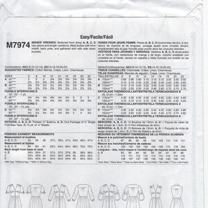 M7974 Mccall's - Misses Button Front Dress Has Midriff and Gathered ...