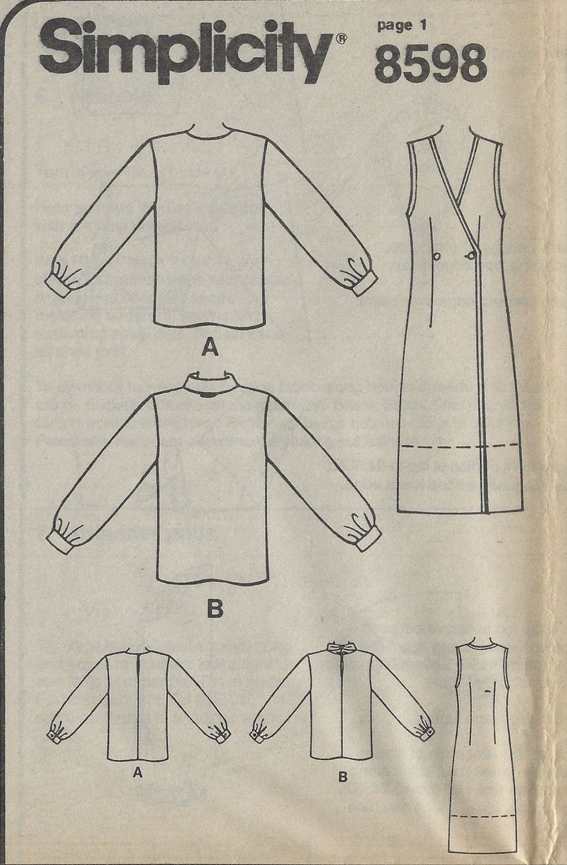 8598 Simplicity - Misses Blouse With Jewel or Gathered Collar and Front ...