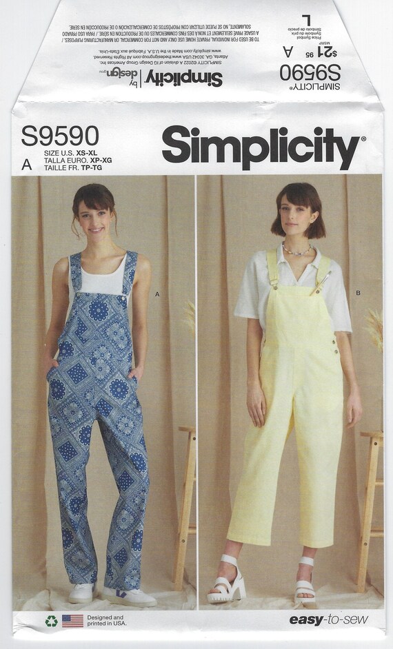 S9590 Simplicity Misses Overalls Have Mock-fly Bib With - Etsy