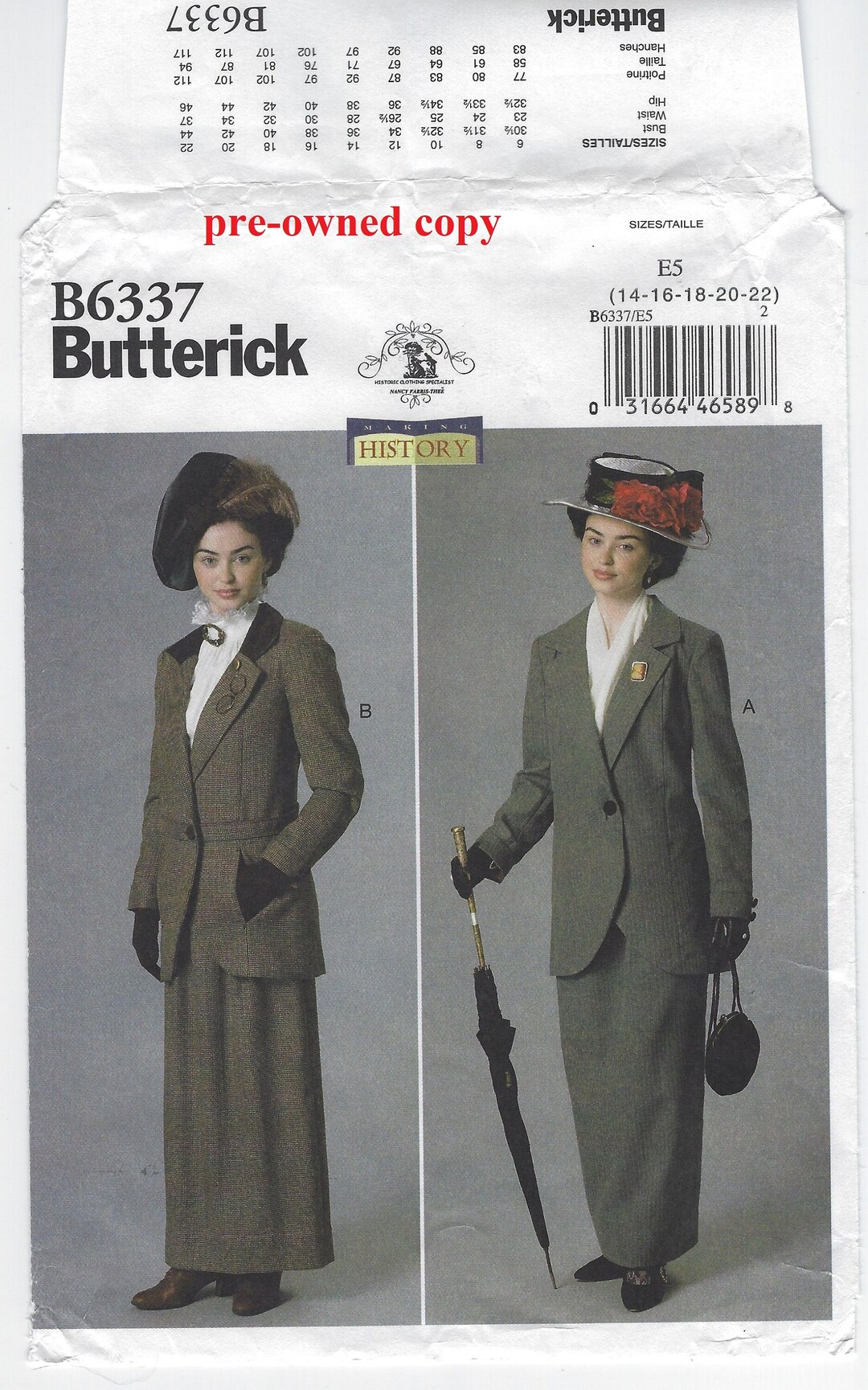 B6337 Butterick Making History Costume Misses Notch-collar Jackets and ...