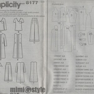 8177 Simplicity Mimi G - Misses Duster Length Coat, Vest, Knit Top and ...