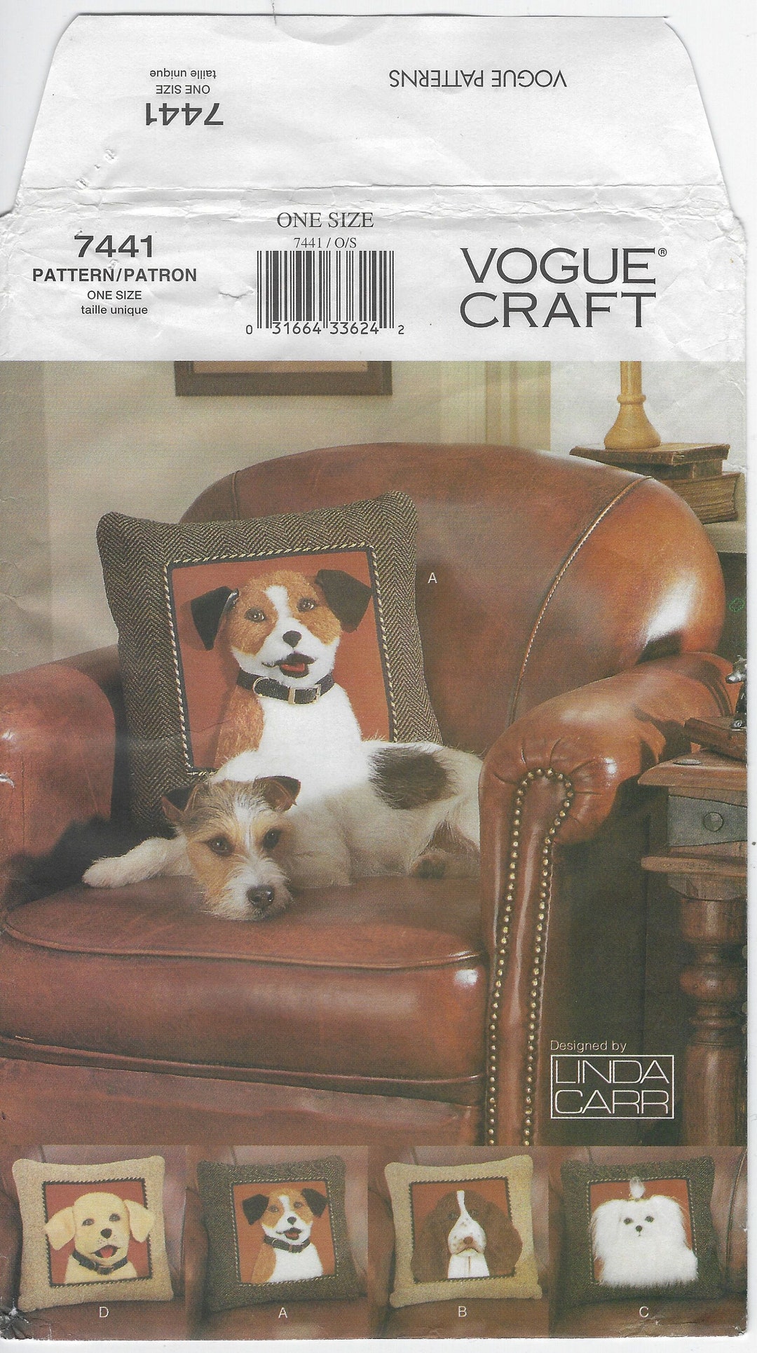 7441 Vogue Craft Plush Dog Pillows 15 Square Pillows Uncut Sewing ...