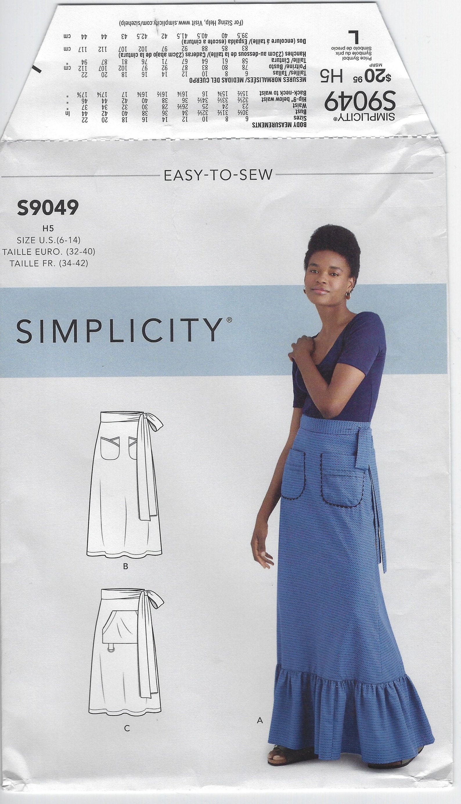 S9049 Simplicity Misses Back Wrap Skirt W/sash Tie That | Etsy
