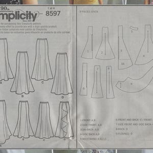 8597 Simplicity - Misses Princess Seam Skirts: Silhouettes - Fishtail ...