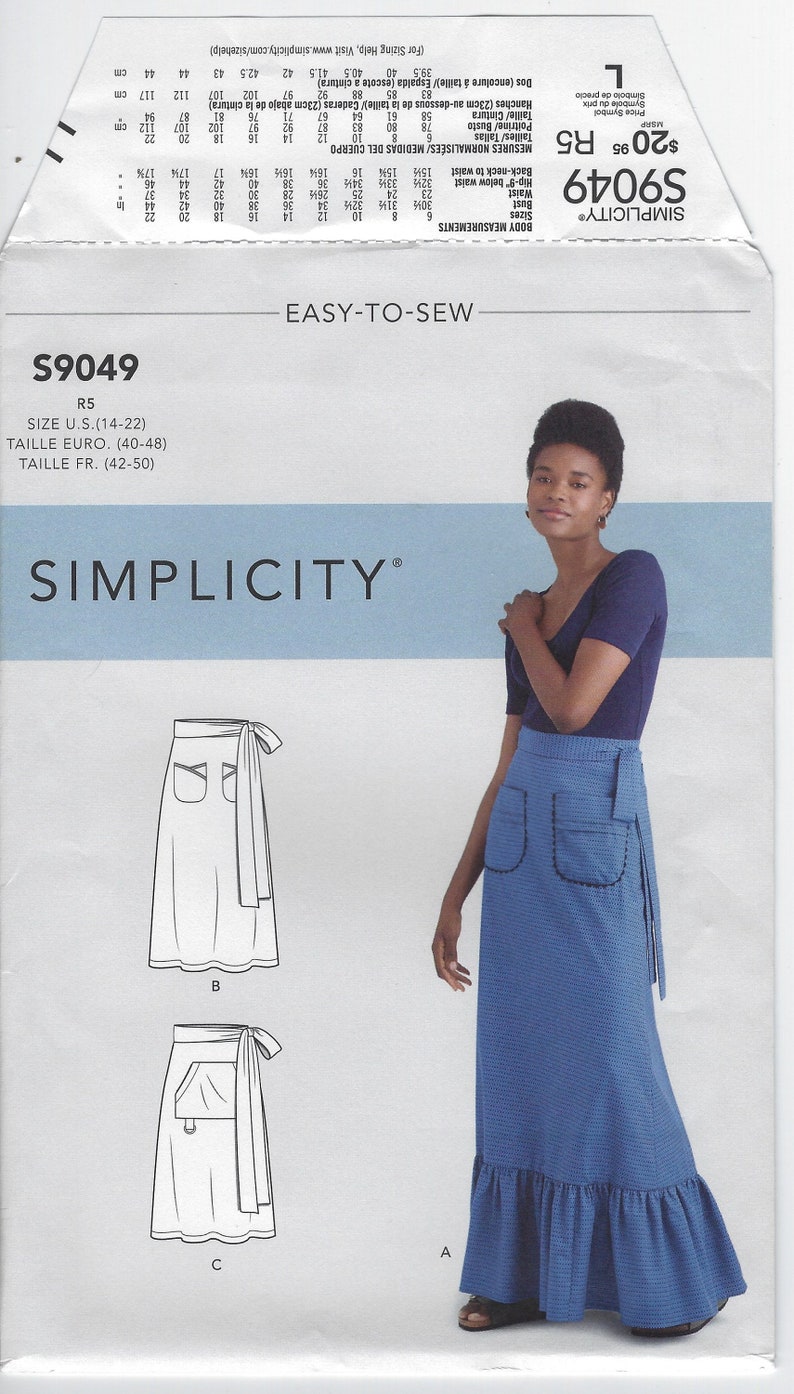 S9049 Simplicity Misses Back Wrap Skirt W/sash Tie That | Etsy