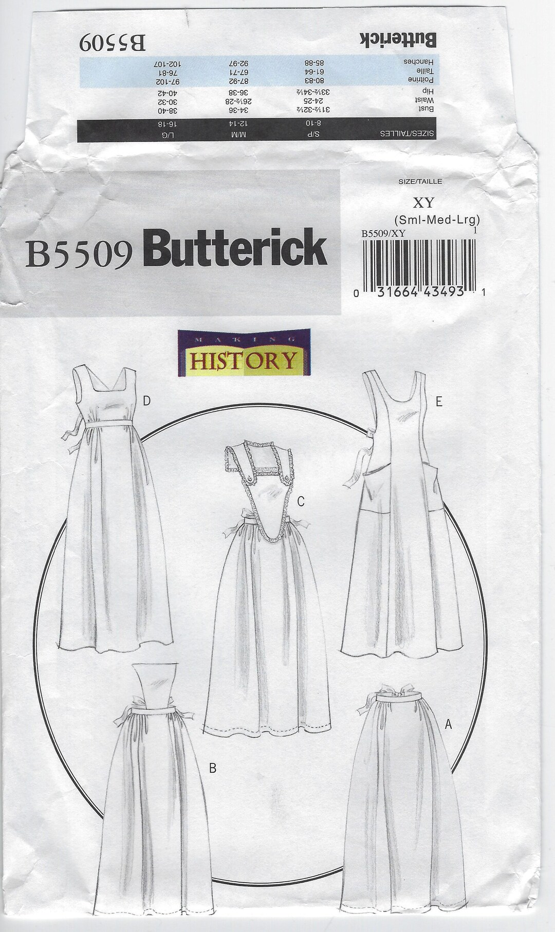 B5509 Butterick Making History Costume Historical Aprons: Bib and Half ...