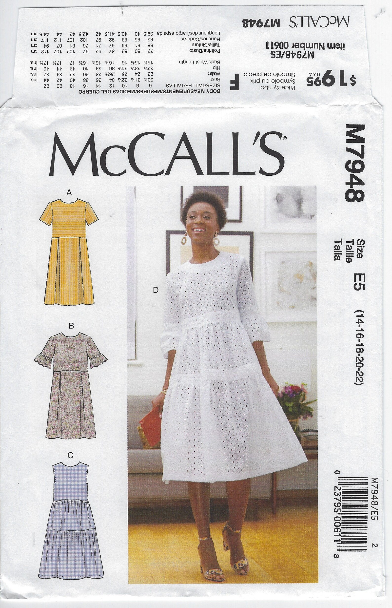 M7948 Mccall's Misses Dress W/gathered Skirt With Ruffle - Etsy