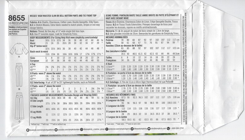 S8655 Simplicity Mimi G Style Misses High-waisted Pants in | Etsy