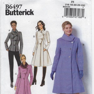 B6497 Butterick Misses Jacket and Coats With Asymmetrical Front and ...
