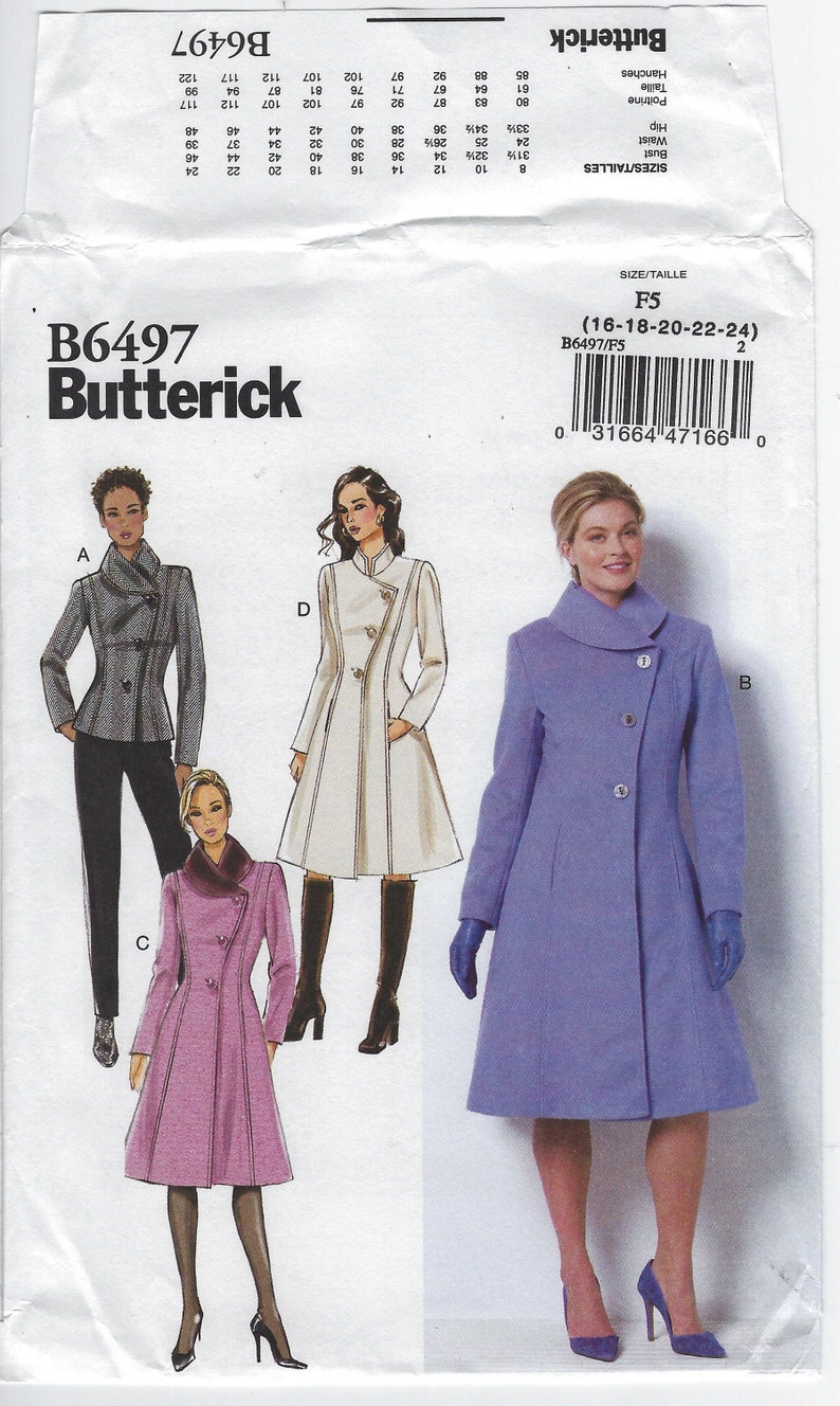 B6497 Butterick Misses Jacket and Coats With Asymmetrical - Etsy