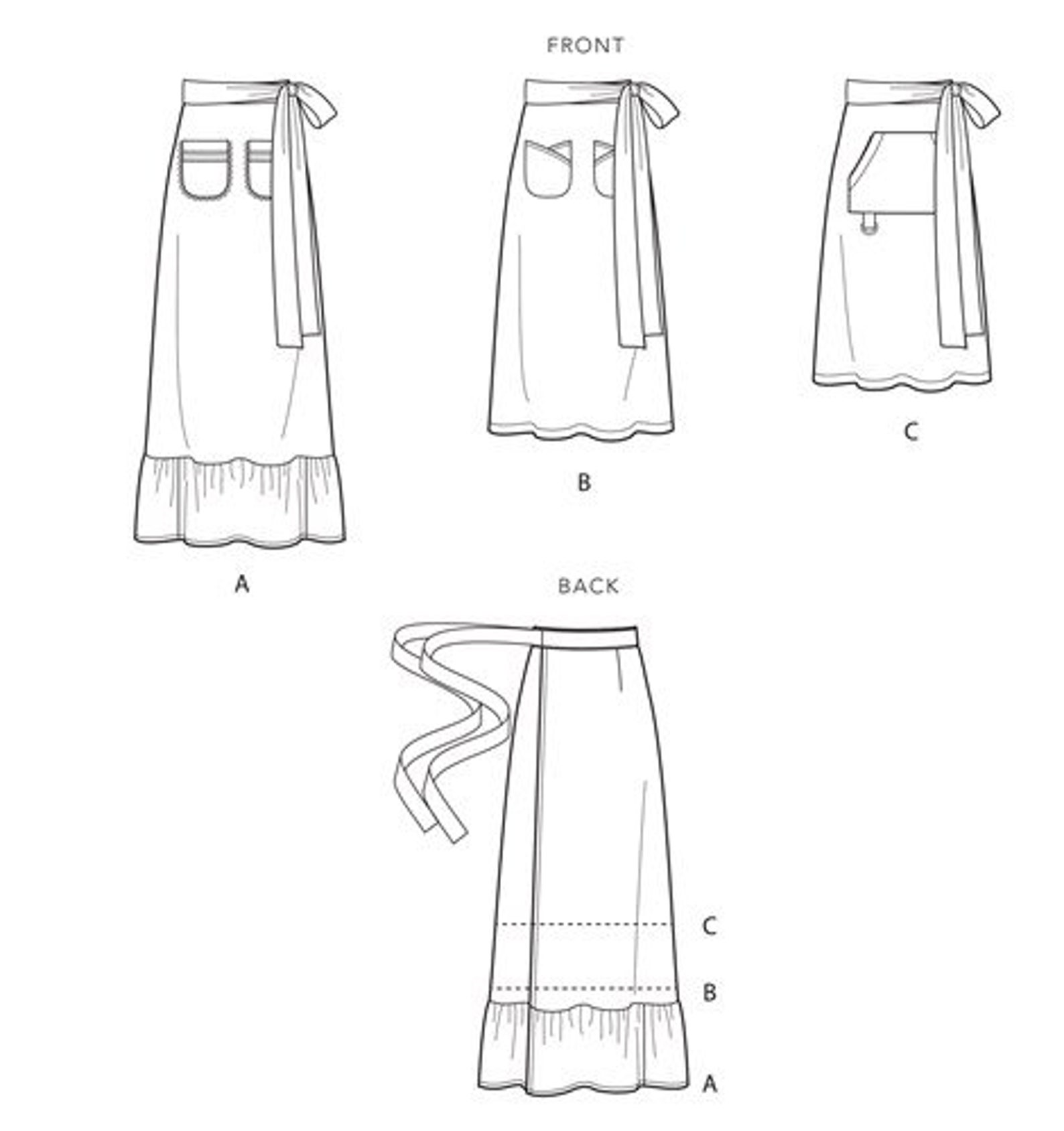 S9049 Simplicity - Misses Back Wrap Skirt W/sash Tie That Fastens ...