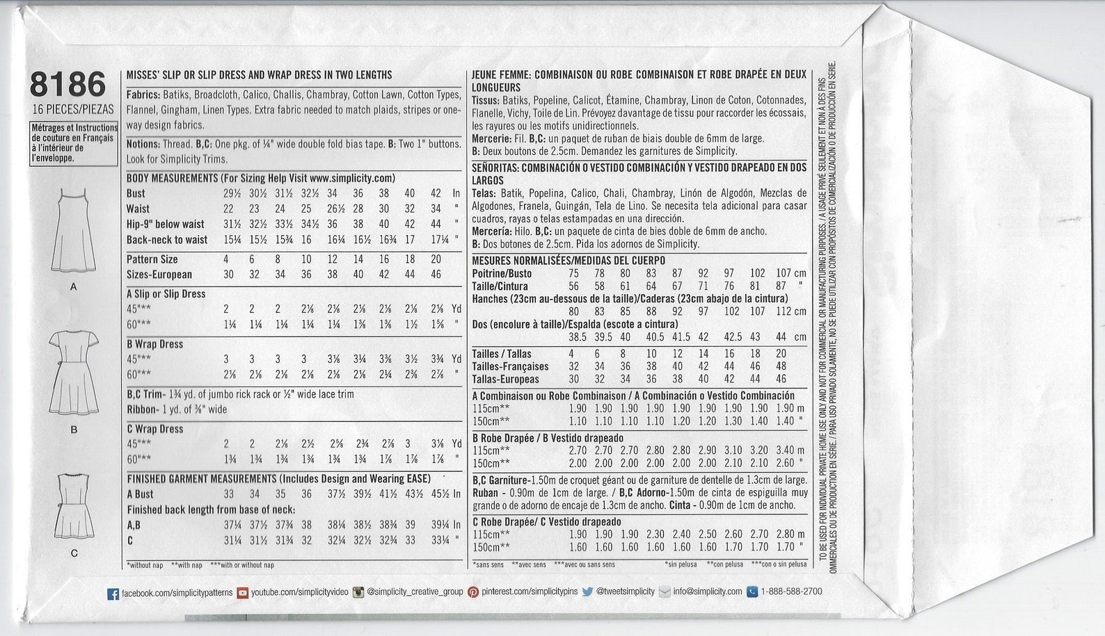 8186 Simplicity Dottie Angel Misses Frock Wrap Dress in 2 - Etsy