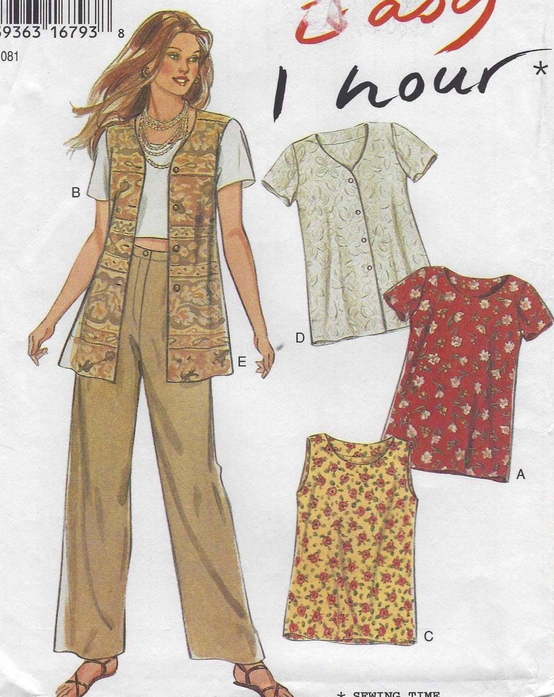 6362 New Look Simplicity - Misses Pullover or Button Front Top With ...