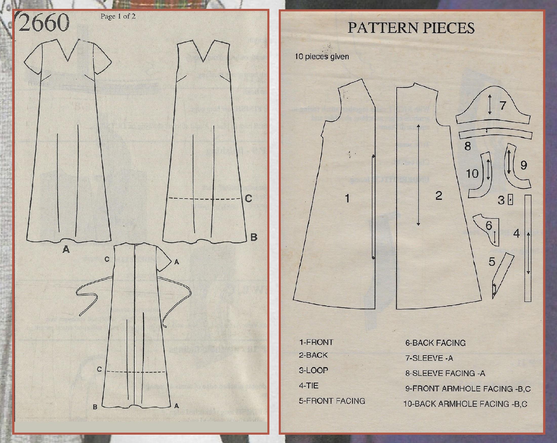 2660 Style Patterns - Misses Dress With V-neckline, Bust Darts, Back ...