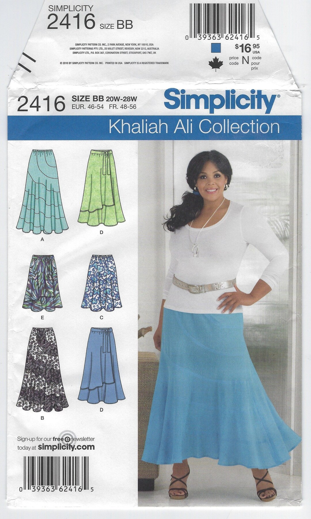 2416 Simplicity Khaliah Ali Collection - Womens Skirts W/overlay ...
